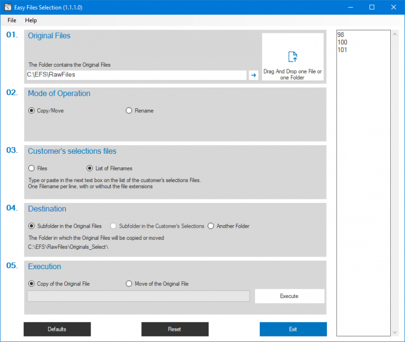 Home - Easy Files Selection